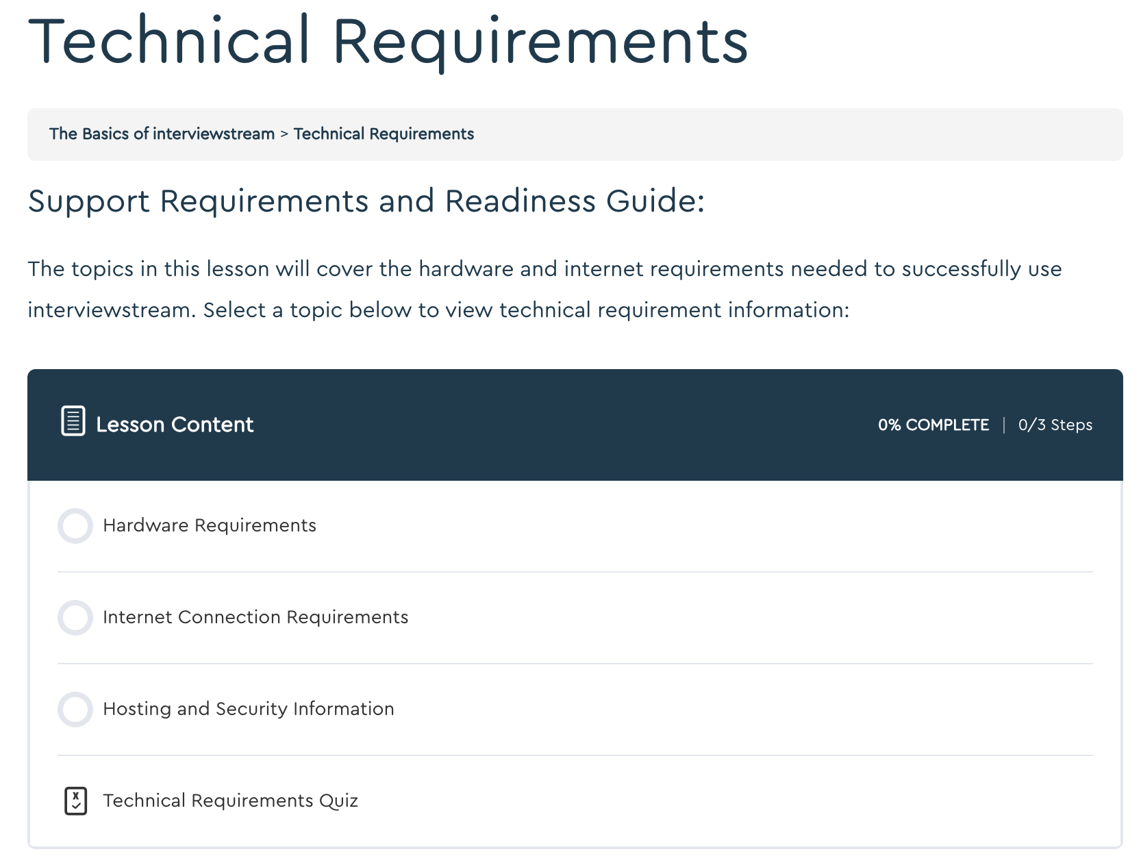 interviewstream Supporting Requirements and Readiness Guide – interviewstream